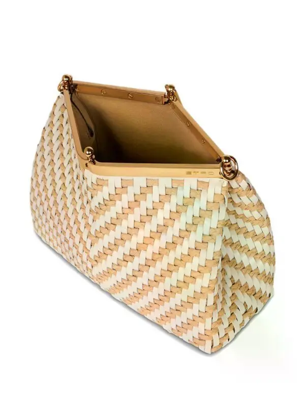 Etro Vela Woven Leather Shoulder Bag - Neutrals