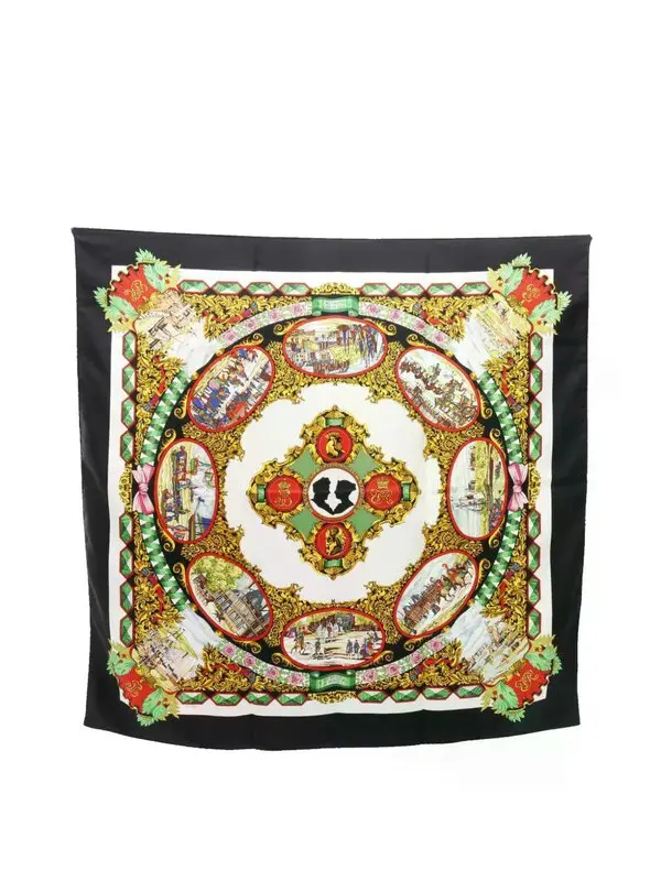 Hermès 20th Century Lentente Cordiale Silk Scarf 90 Scarves - White