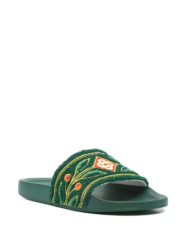 Casablanca Floral-embroidered Slides