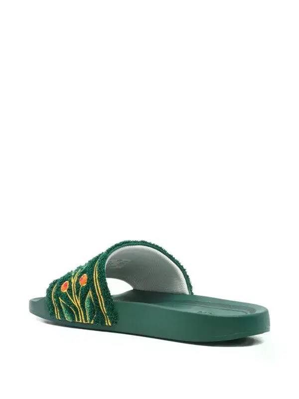 Casablanca Floral-embroidered Slides