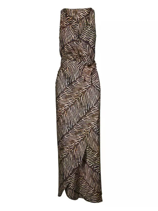 PETER COHEN V-neck Zebra Print Midi Dress