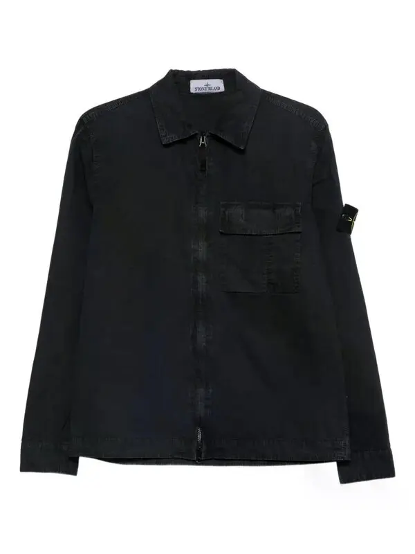 Stone Island Shirt Jacket With Zip Pocket - Blue