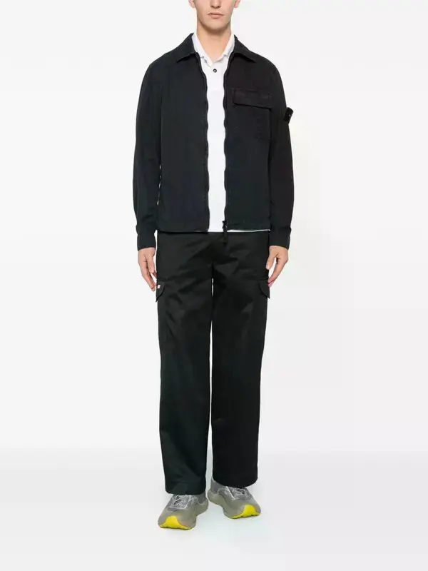 Stone Island Shirt Jacket With Zip Pocket - Blue