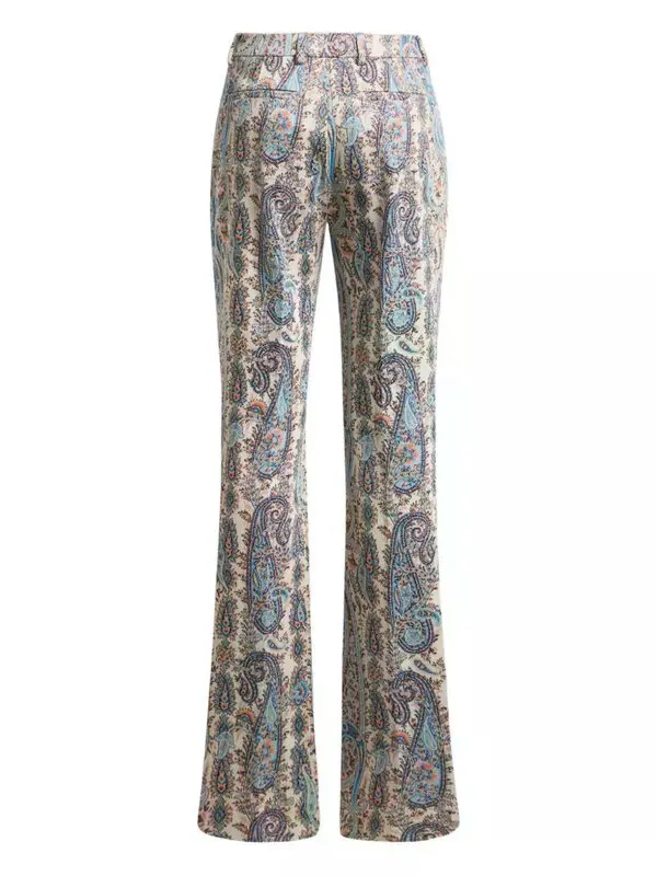 Etro Flared Jacquard Paisley Trousers - Neutrals