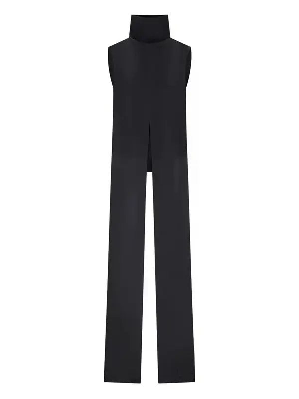 DI STAVNITSER High Neck Split Satin Top