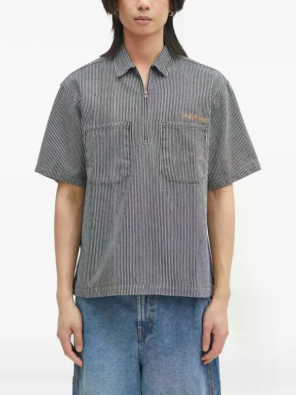 Aries Striped Zip-neck Polo Shirt