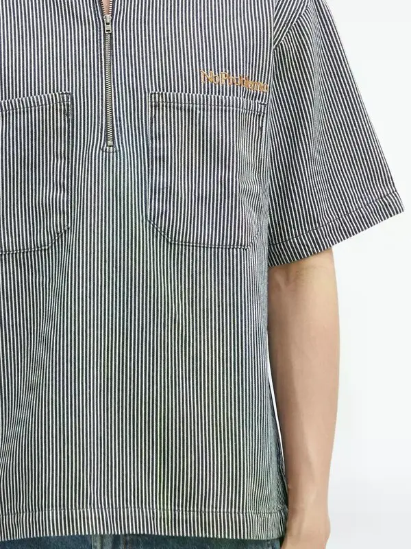 Aries Striped Zip-neck Polo Shirt