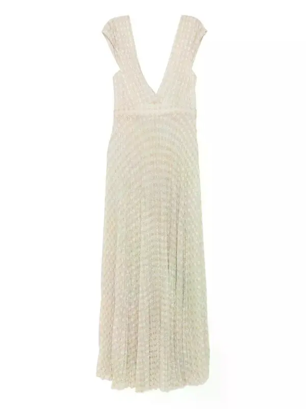 FORTE_FORTE V-neck Pleated Midi Dress