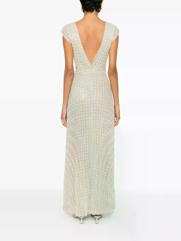 FORTE_FORTE V-neck Pleated Midi Dress