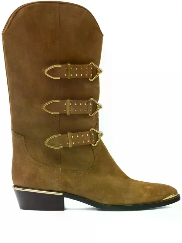 Isabel Marant Étoile Mexia Buckle Studded Boots - Brown