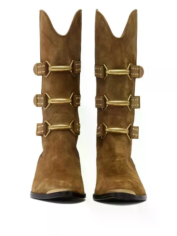 Isabel Marant Étoile Mexia Buckle Studded Boots - Brown