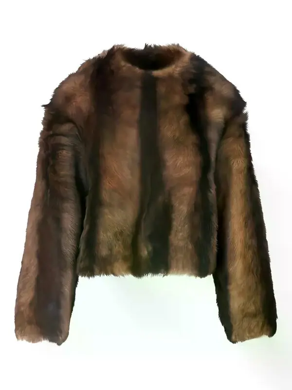 NILI LOTAN Long-sleeve Fur Jacket - Brown