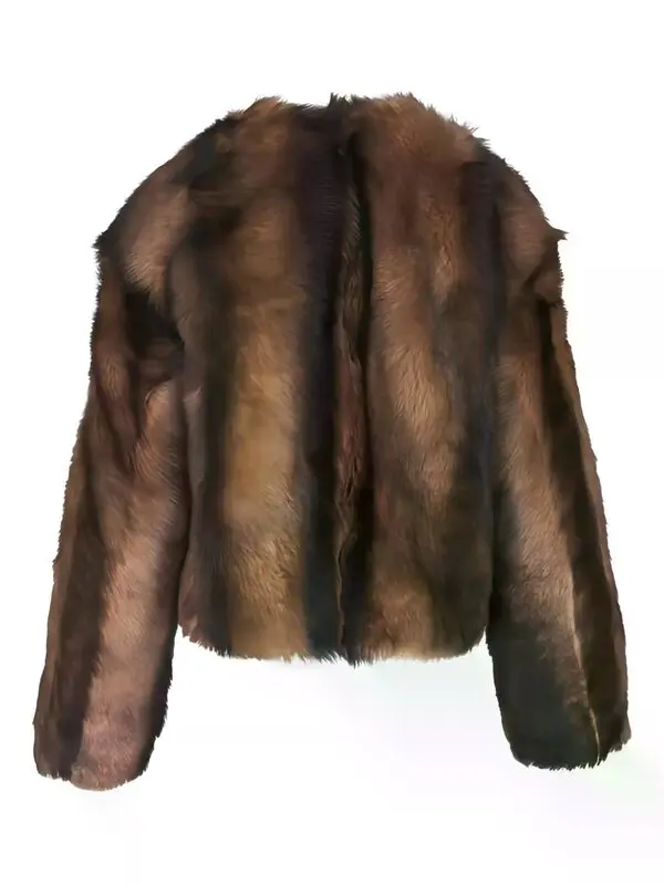 NILI LOTAN Long-sleeve Fur Jacket - Brown