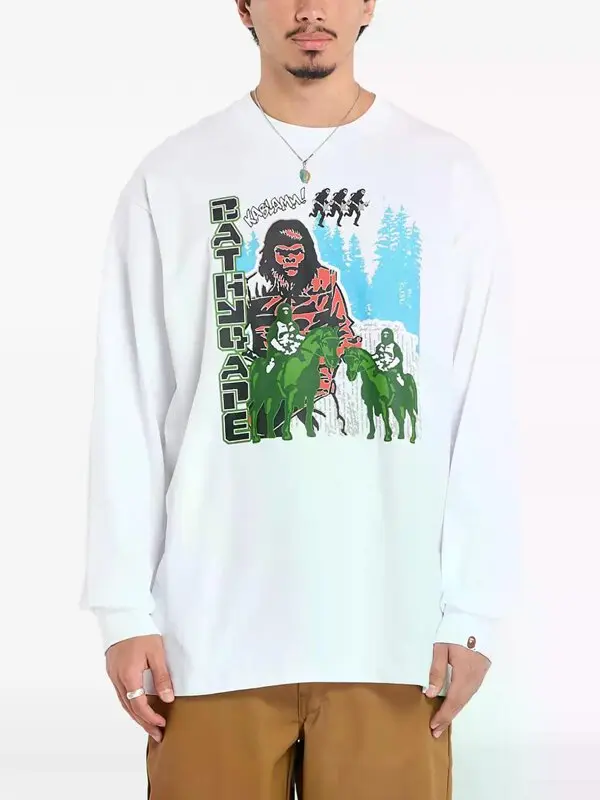 A BATHING APE Graphic Print Long Sleeve T-shirt