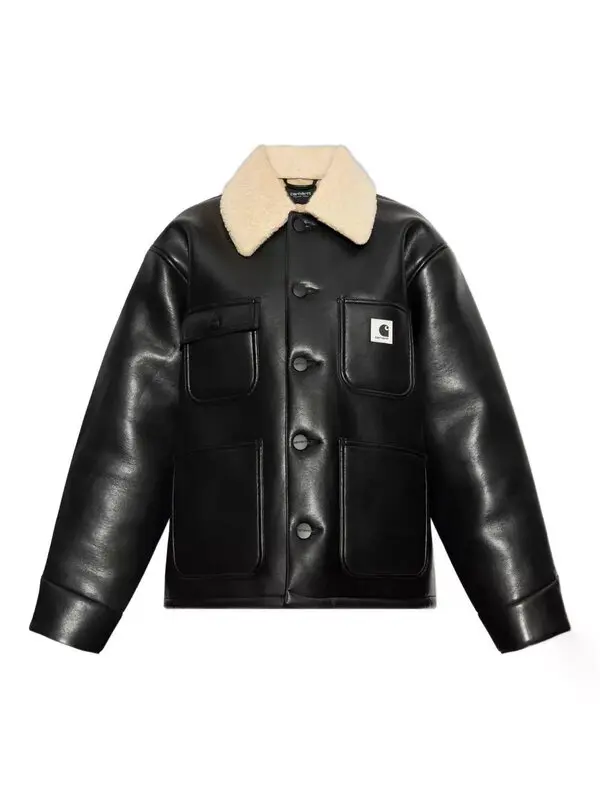 Carhartt Work In Progress Shepton Og Michigan Shearling-collar Coat - Black