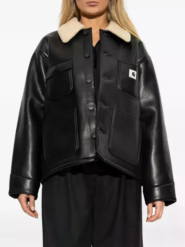 Carhartt Work In Progress Shepton Og Michigan Shearling-collar Coat - Black