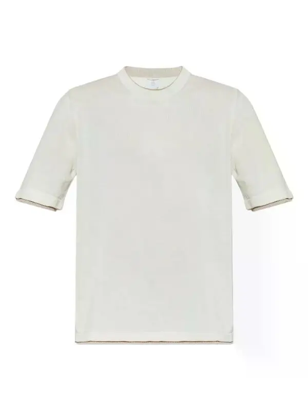 Eleventy Ribbed-trim T-shirt - Neutrals