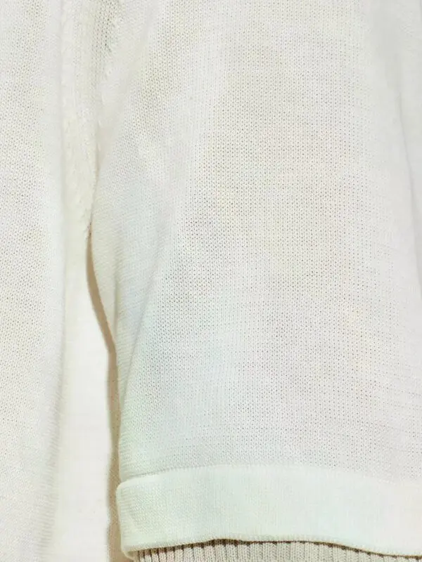 Eleventy Ribbed-trim T-shirt - Neutrals