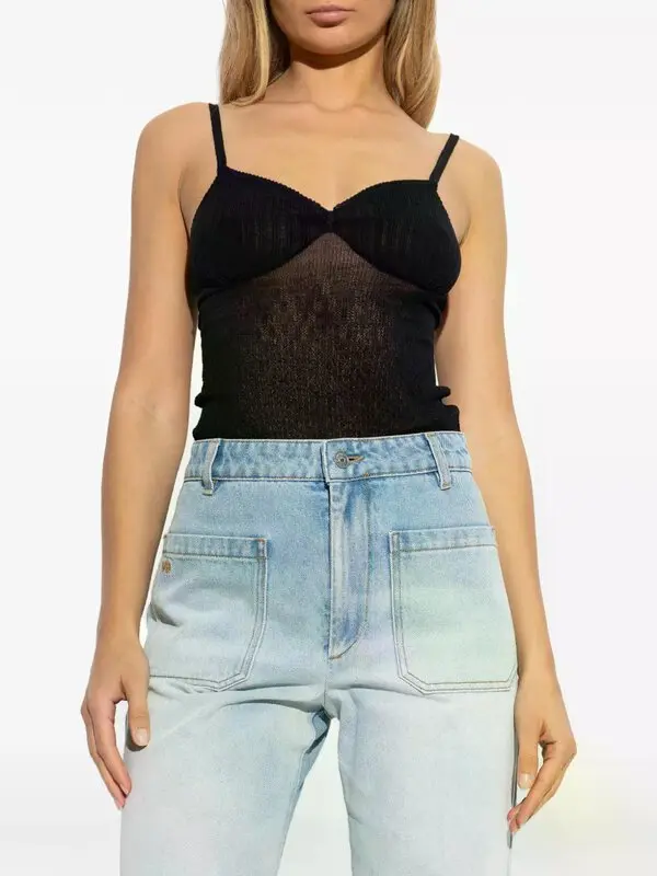 Victoria Beckham Ribbed Tank Top - Black