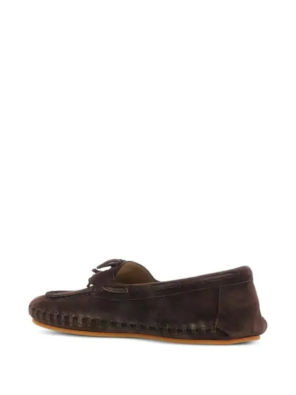 Le Monde Beryl Bow-tie Detail Stitched Loafers - Brown