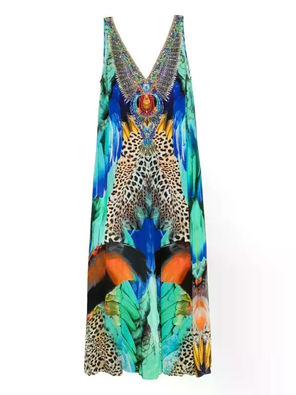 Camilla Graphic-print Flared Jumpsuit - Blue