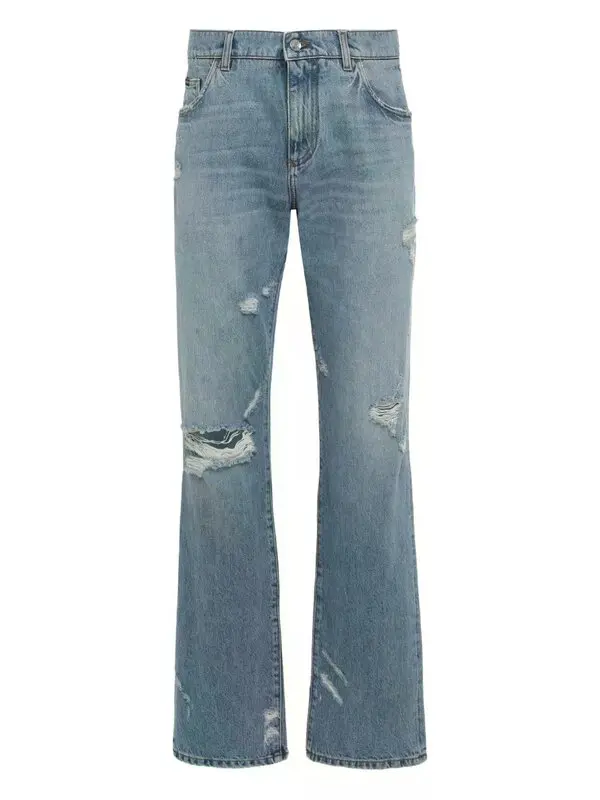 Dolce & Gabbana Distressed Straight Leg Jeans