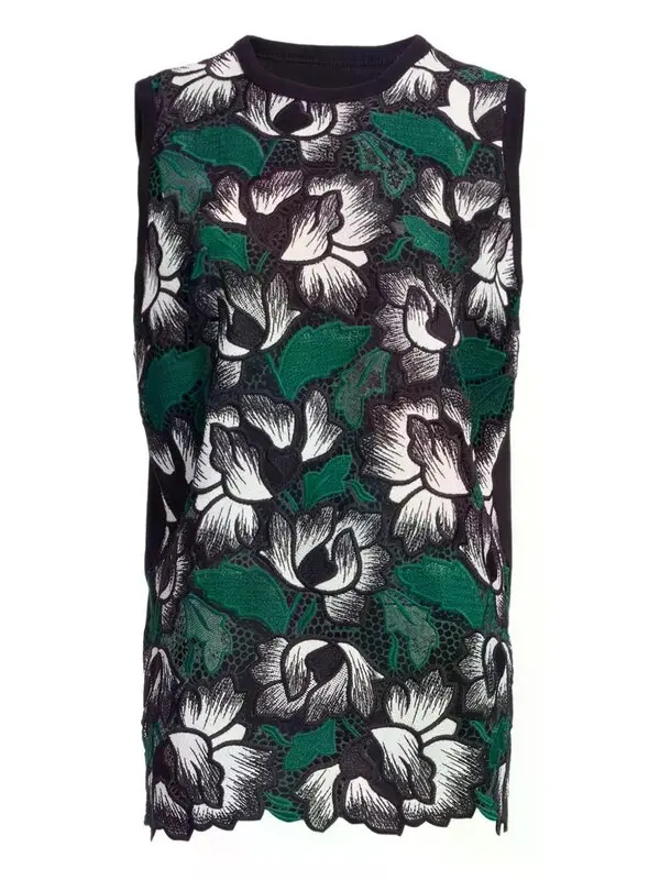 Elie Saab Sleeveless Floral Macramé Top
