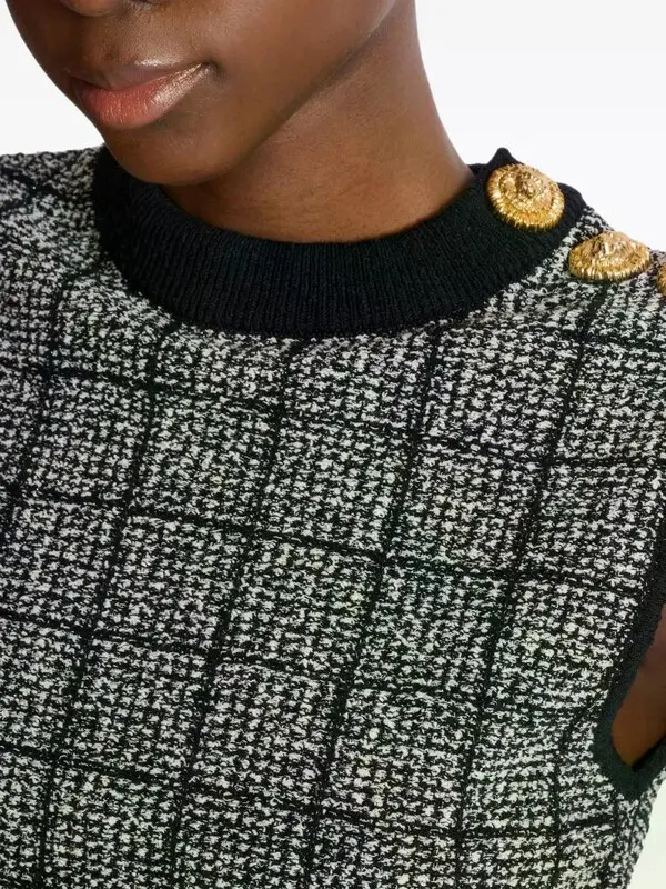 Balmain Side-button Tweed Top