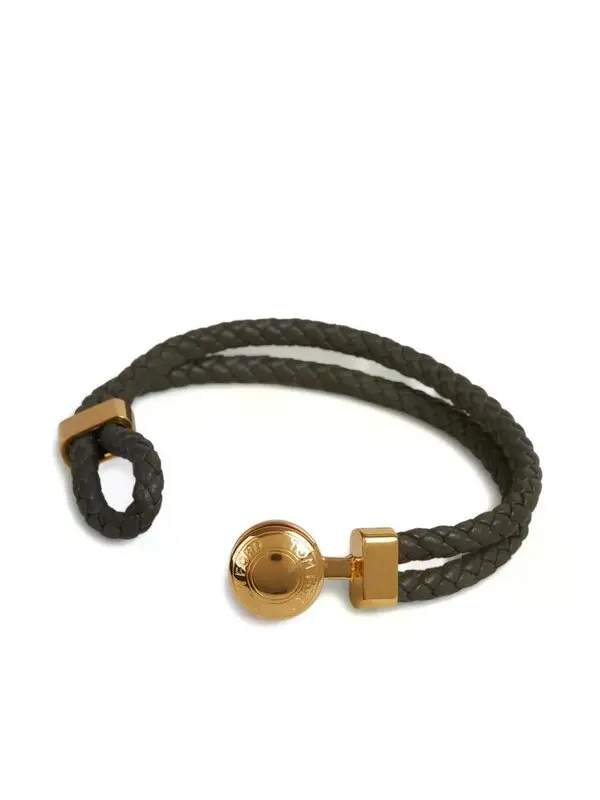 TOM FORD Logo-engraved Braided Bracelet - Green