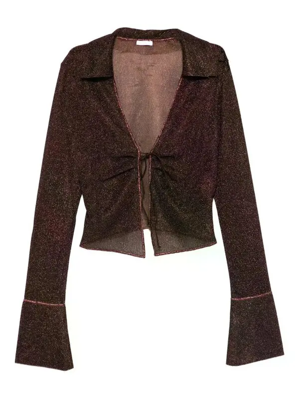 Oseree Tie-detail Bell-sleeve Top