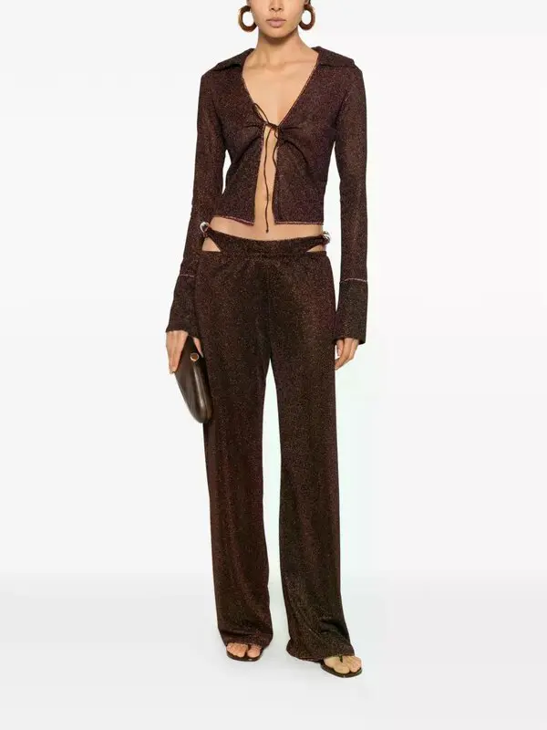 Oseree Tie-detail Bell-sleeve Top