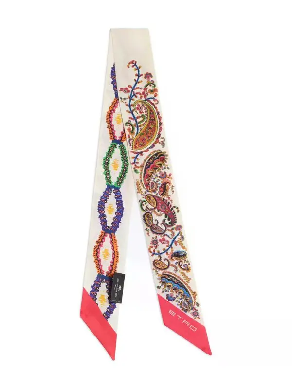 Etro Paisley Floral Silk Scarf - Neutrals