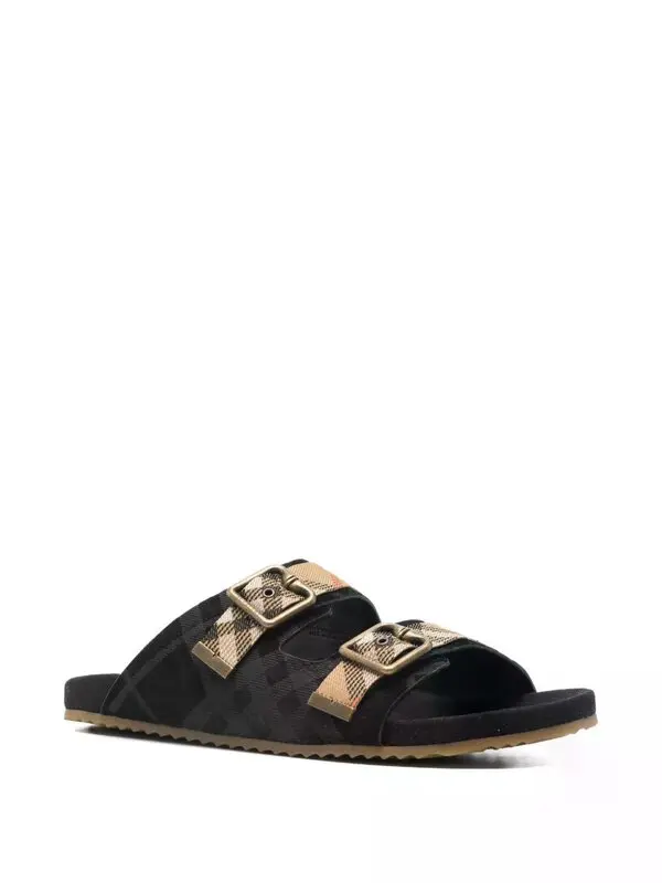 Burberry Check Suede Flat Sandals