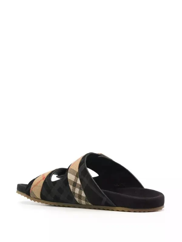 Burberry Check Suede Flat Sandals