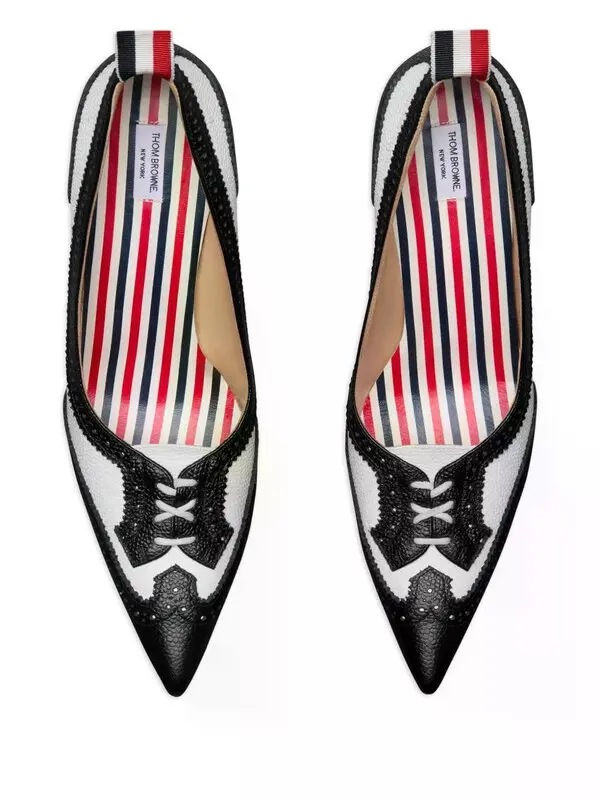 Thom Browne Wingtip Pebble-grain Pumps