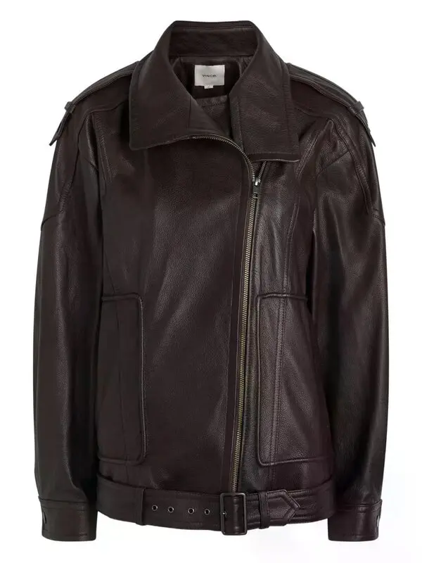 Vince Panelled Grained Leather Jacket