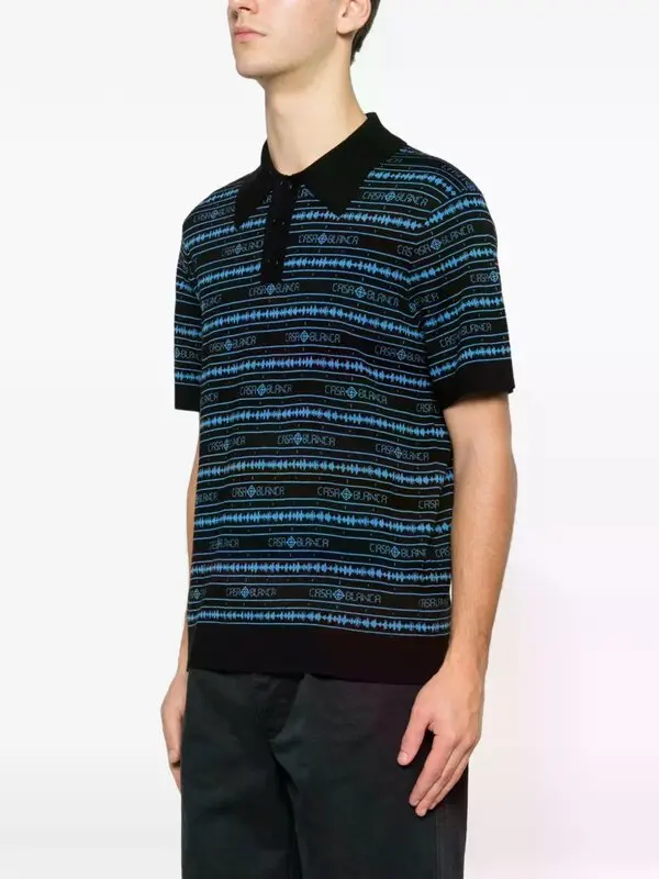 Casablanca Branded Striped Polo Shirt