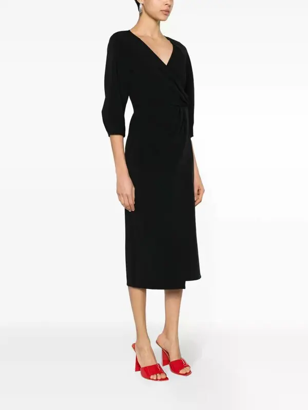 NISSA Wrap Design Crepe Midi Dress