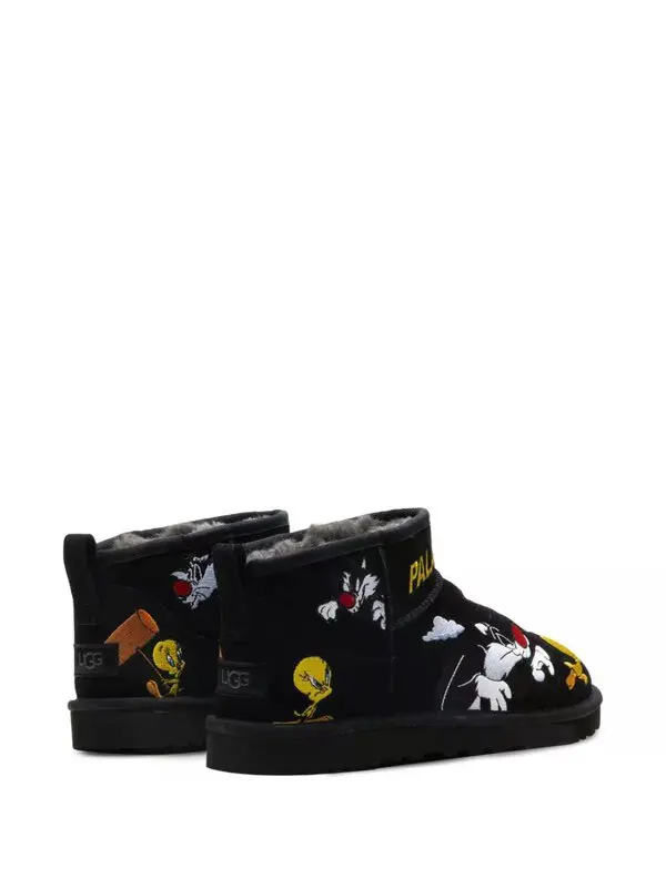 UGG Ultra Mini Embroidered Boots - Black