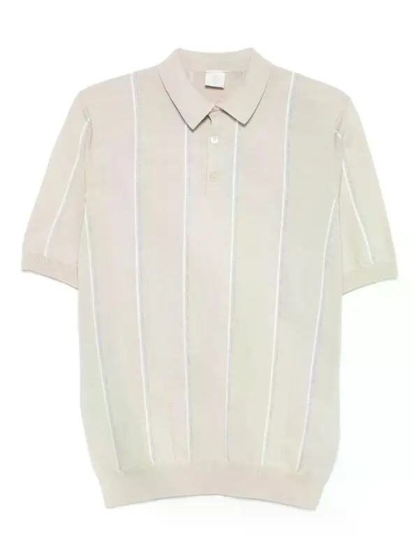 Eleventy Striped Short-sleeve Polo Shirt
