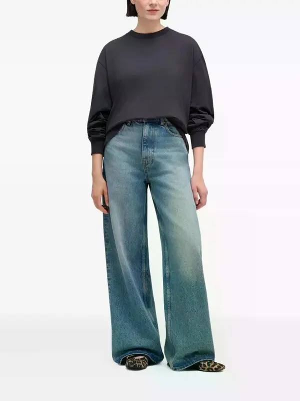GANNI High-rise Wide-leg Faded Denim Jeans