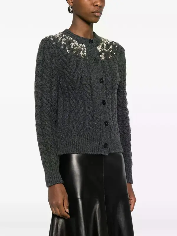 Alexander McQueen Crystal-embellished Cable-knit Cardigan