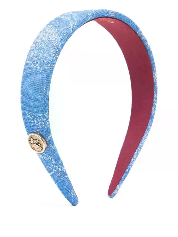 Etro Printed Headband With Button - Blue
