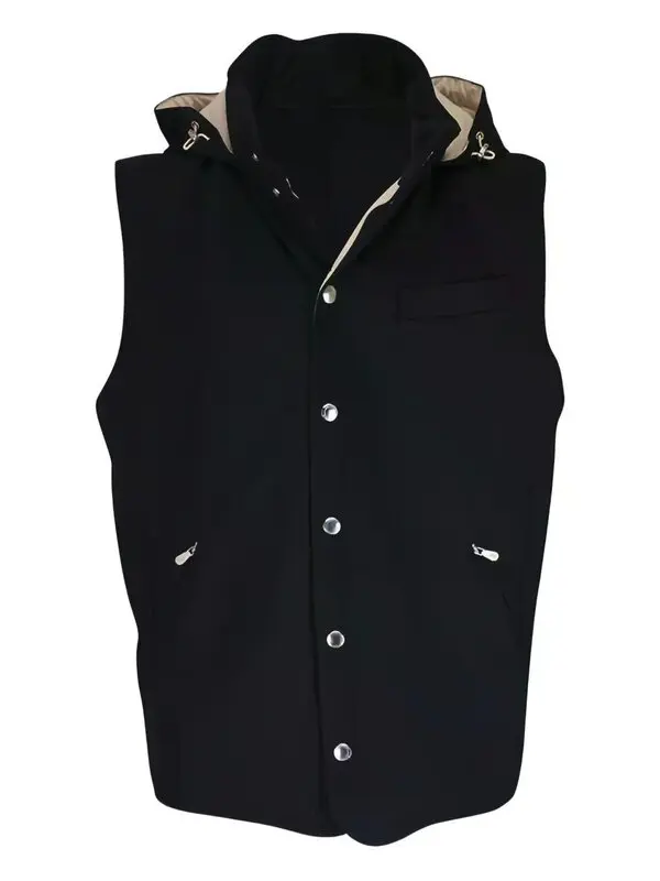 Brunello Cucinelli Hooded Button Vest - Black