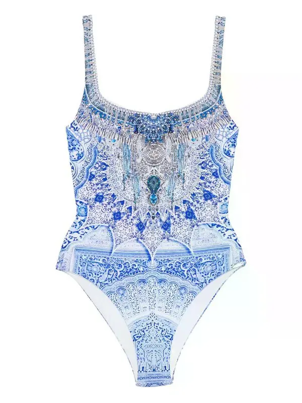 Camilla Graphic-print One-piece Swimsuit - Blue