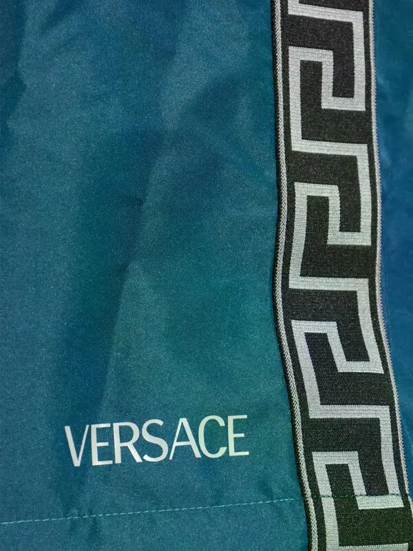Versace Patterned-stripe Swim Shorts - Blue