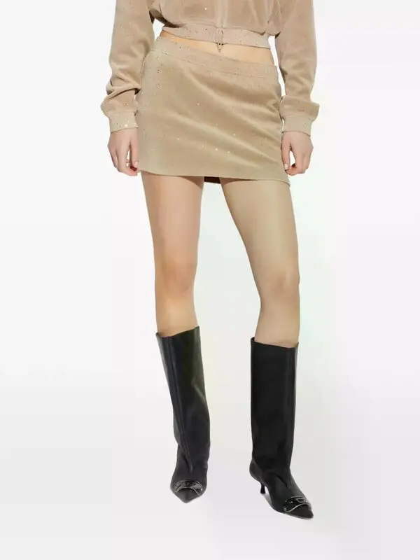 Alexander Wang Rhinestone-embellished Embossed-logo Mini Skirt