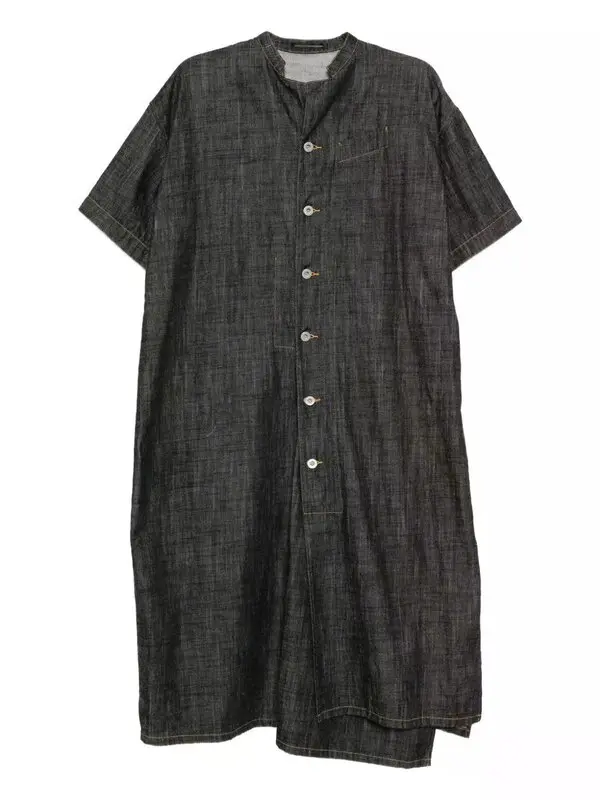 Y’s Buttoned Short-sleeve Dress - Black