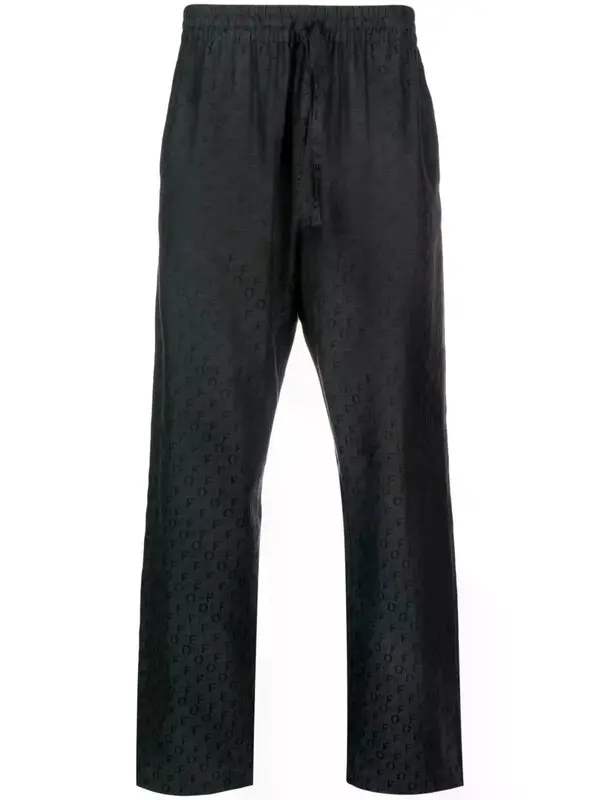 Off-White Logo-jacquard Silk-blend Trousers - Black