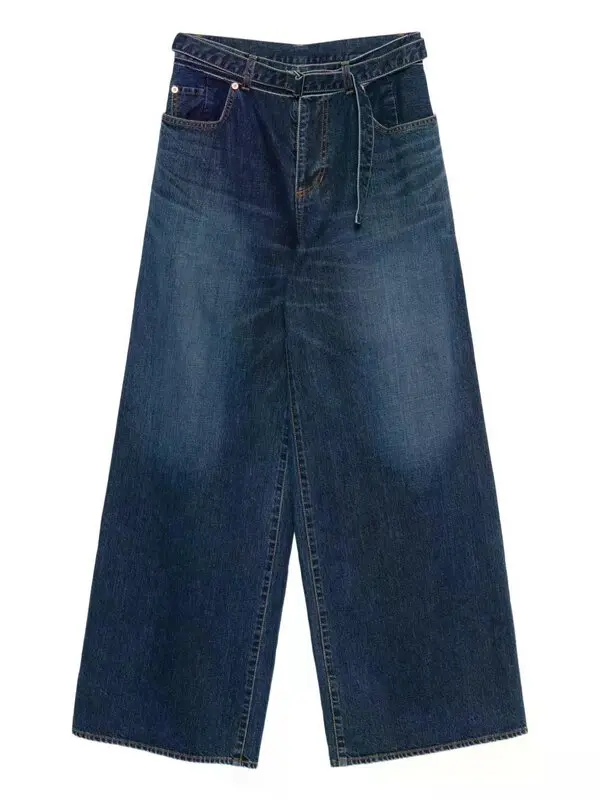Sacai Belted Wide-leg Jeans - Blue
